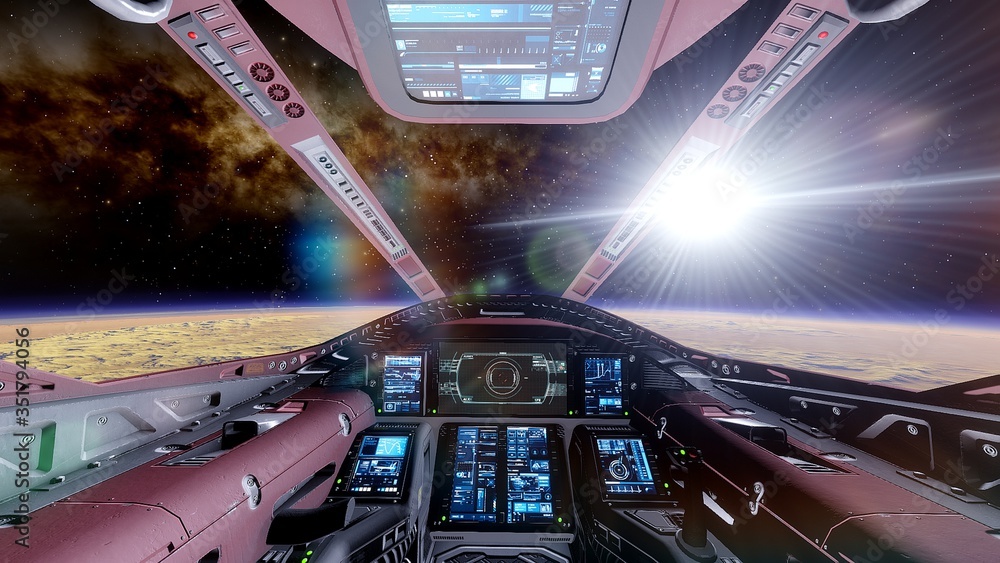 view from the cockpit of a spaceship, cockpit spacehip background ...