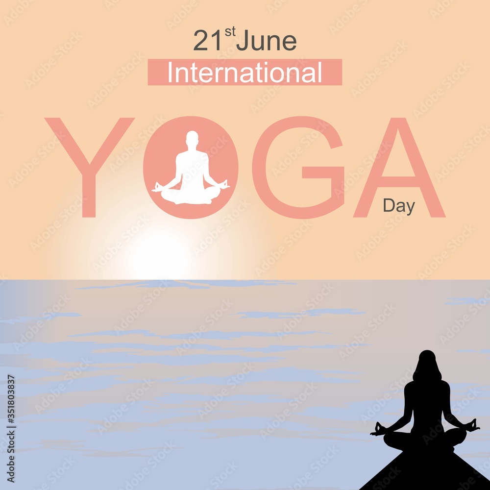 21 June International Yoga Day Vector illustration Stock Vector | Adobe ...