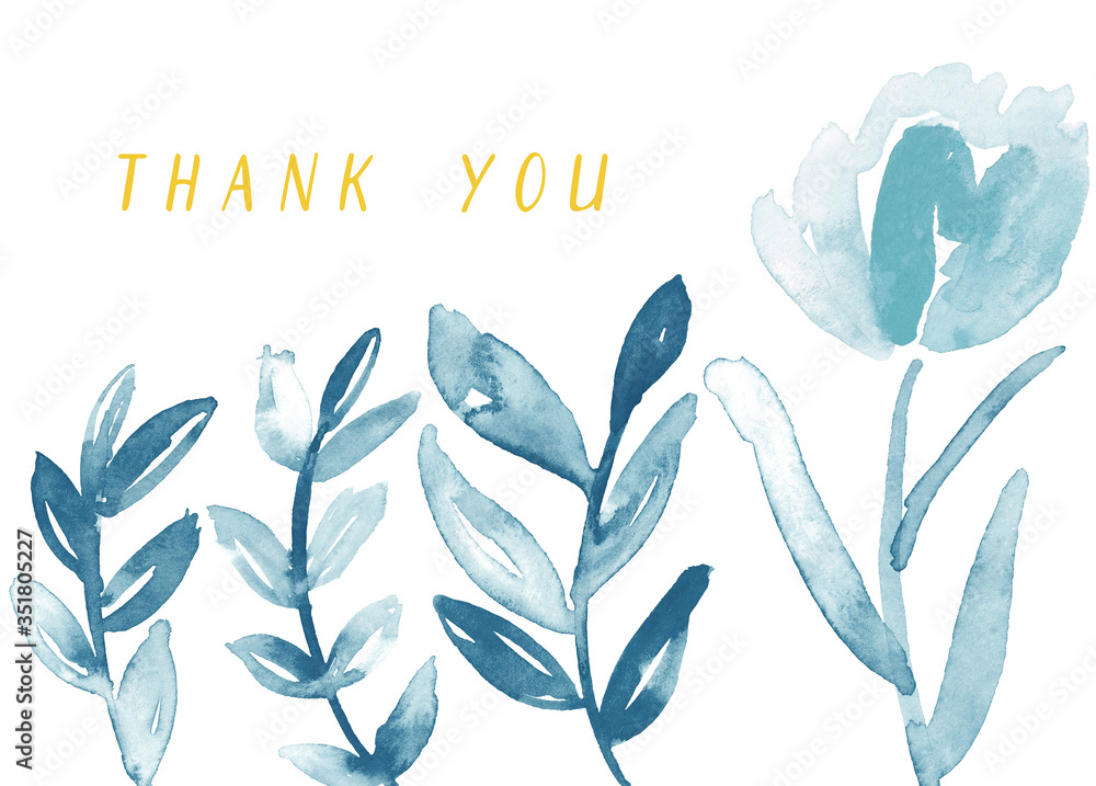 Watercolor thank you card printable. Stock Illustration | Adobe Stock