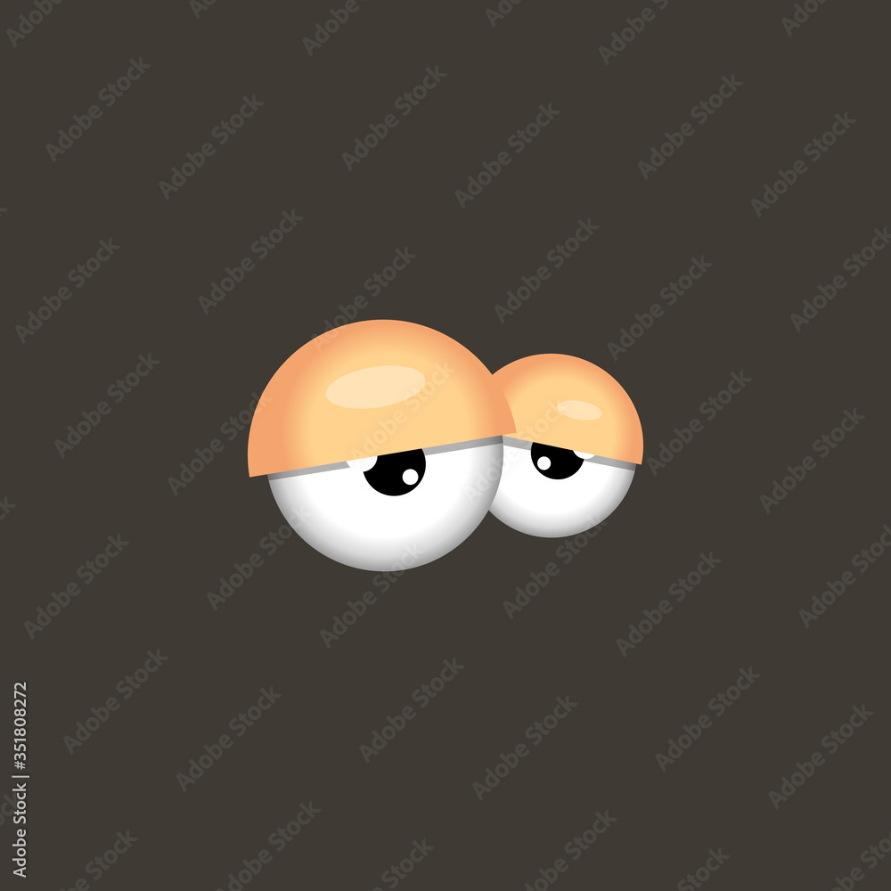 3d tired eyes vector illustration, cartoon eyes isolated on background ...