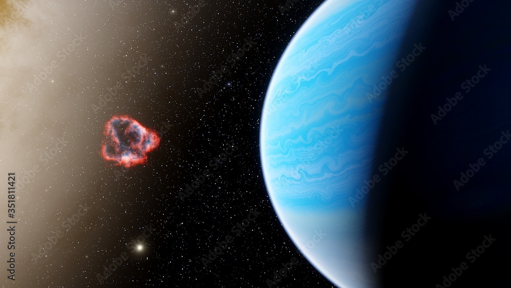 gas giant with rings, gas giant with rings, photorealistic purple gas ...