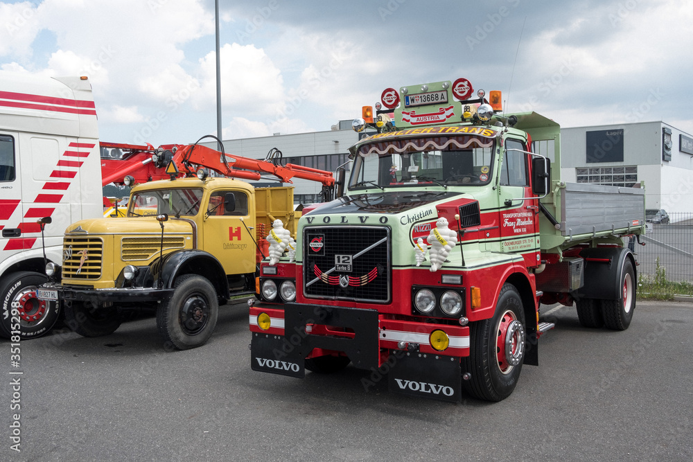 volvo torpedo, vintage truck, flatbed, dumper Stock Photo | Adobe Stock