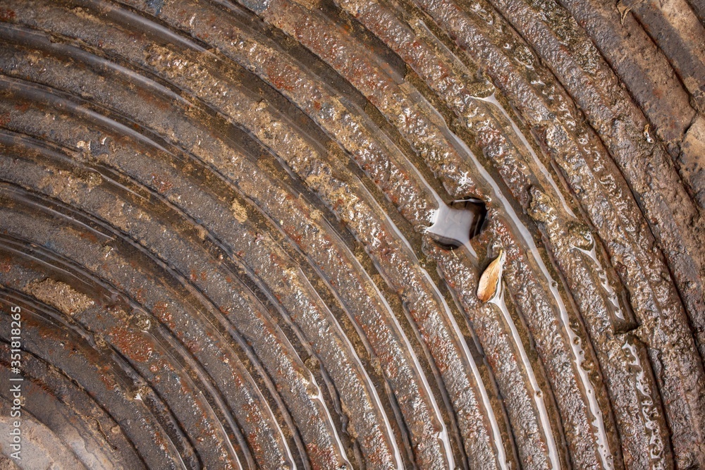 Rust on the old manhole cover Stock Photo | Adobe Stock