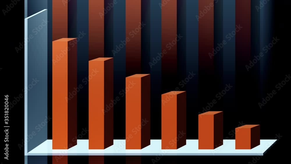 4k 3D animation of 2D vector bar graph chart showing data visualization ...