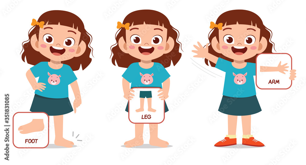 happy cute kid girl body part anatomy Stock Vector | Adobe Stock