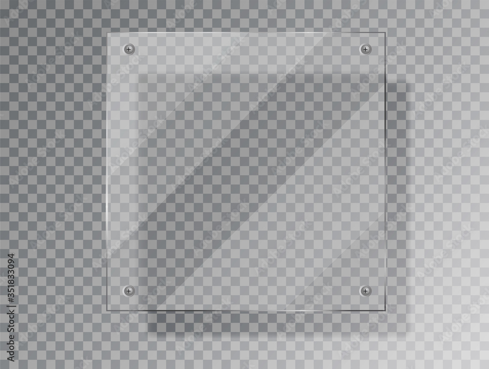 Realistic Glass plate of square shape on transparent background ...