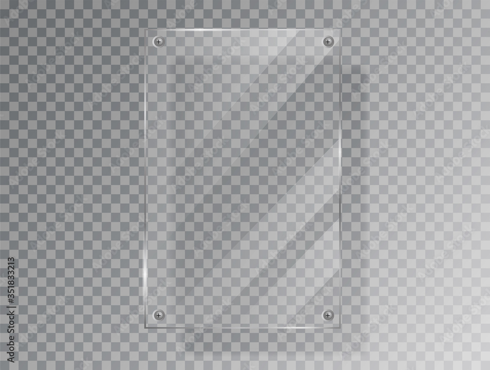 Realistic Glass plate of rectangular shape on transparent background ...