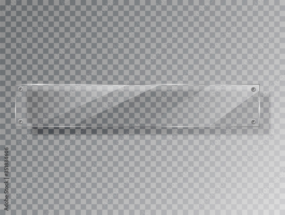 Realistic Glass plate of rectangular shape on transparent background ...