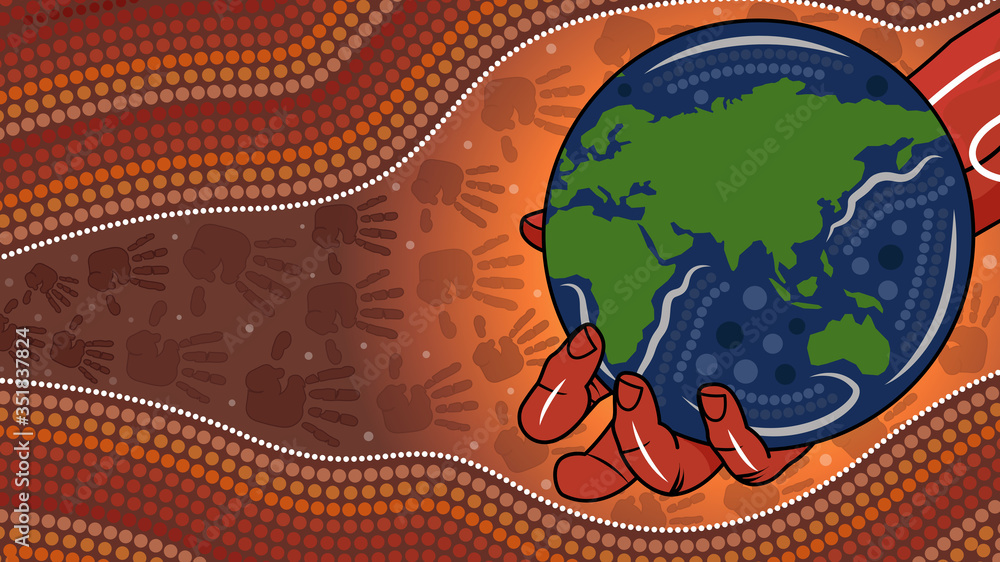 Aboriginal dot art painting depicting save the earth Stock Vector ...