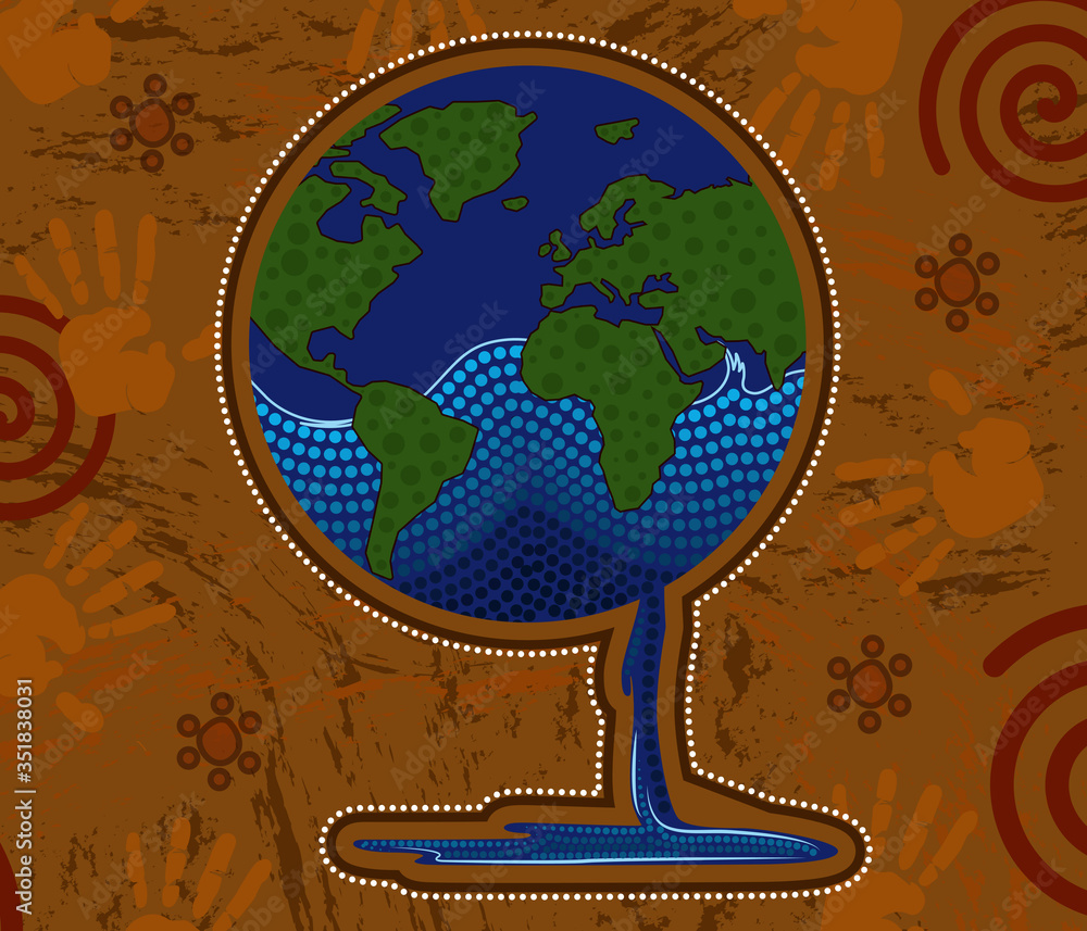 Aboriginal art dot painting on water conservation Stock Vector | Adobe ...