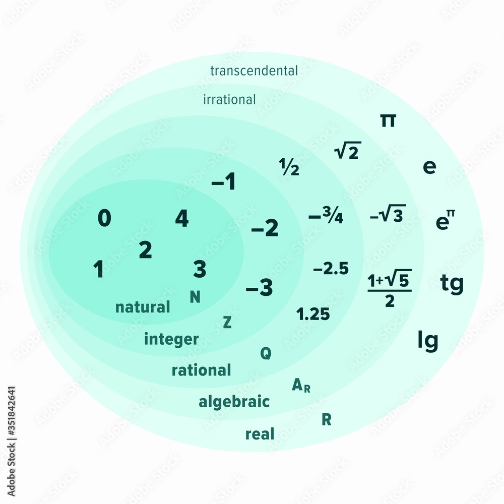Different types of numbers with some examples Stock Illustration ...
