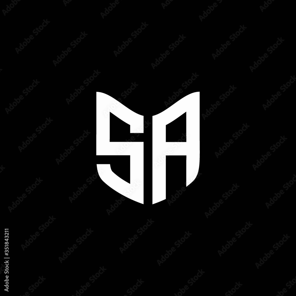 sa logo monogram with shield shape design template vector de Stock ...