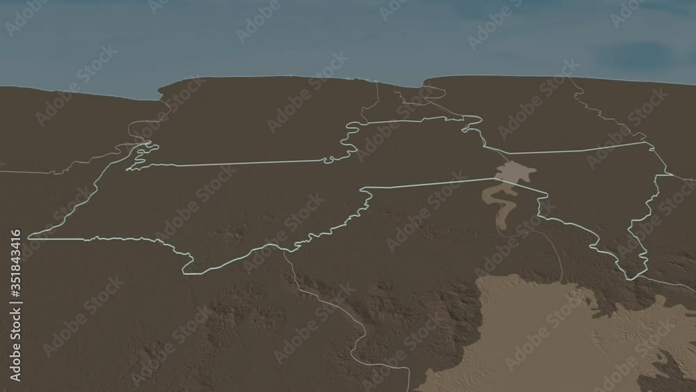 Para, district with its capital, zoomed and extruded on the ...