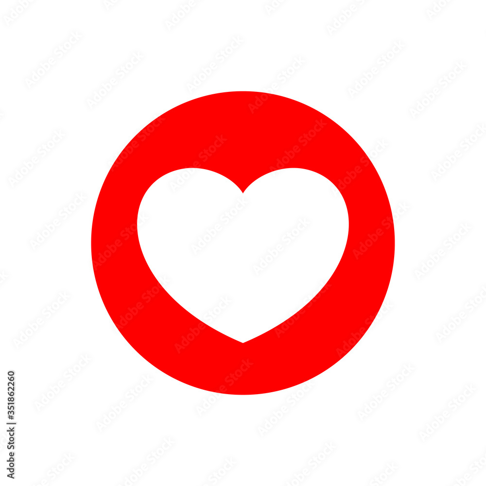 heart shape icon simple in circle red, heart symbol for button graphic ...