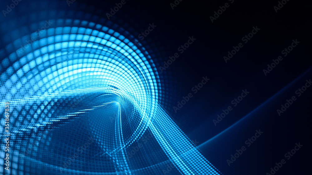 Abstract blue and black background. Digital art fractal graphics ...