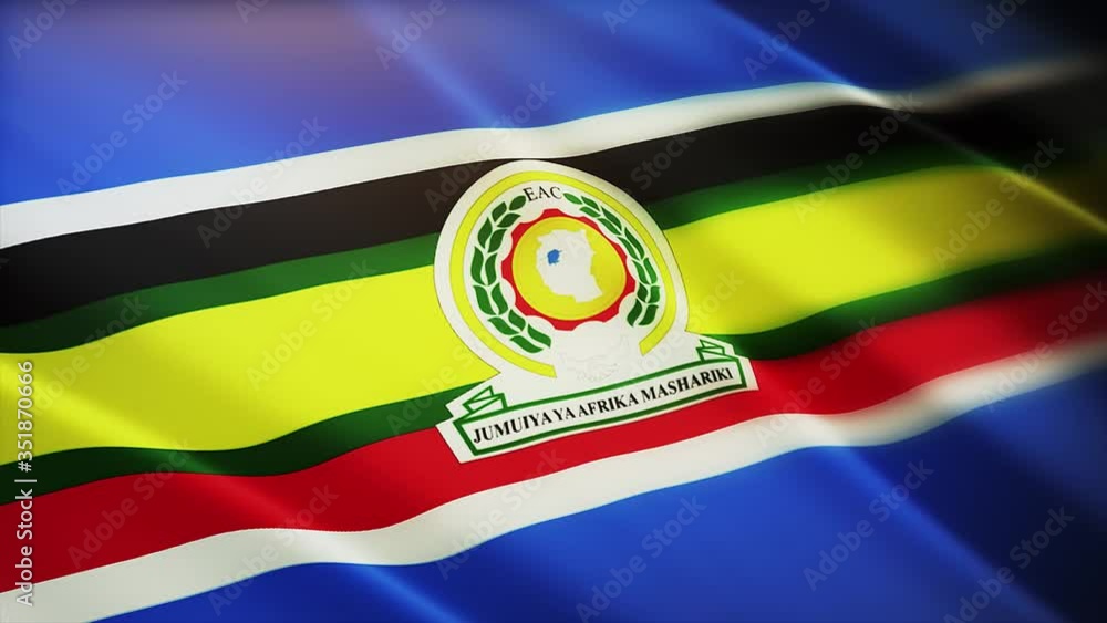 4k East African Community flag;EAC cloth texture slow seamless loop ...