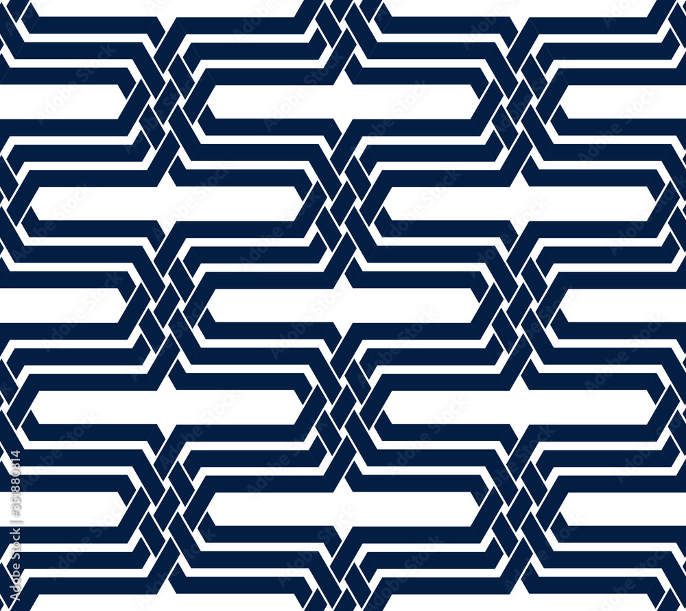 Stripy mesh weaving cubes seamless pattern, 3D abstract vector ...
