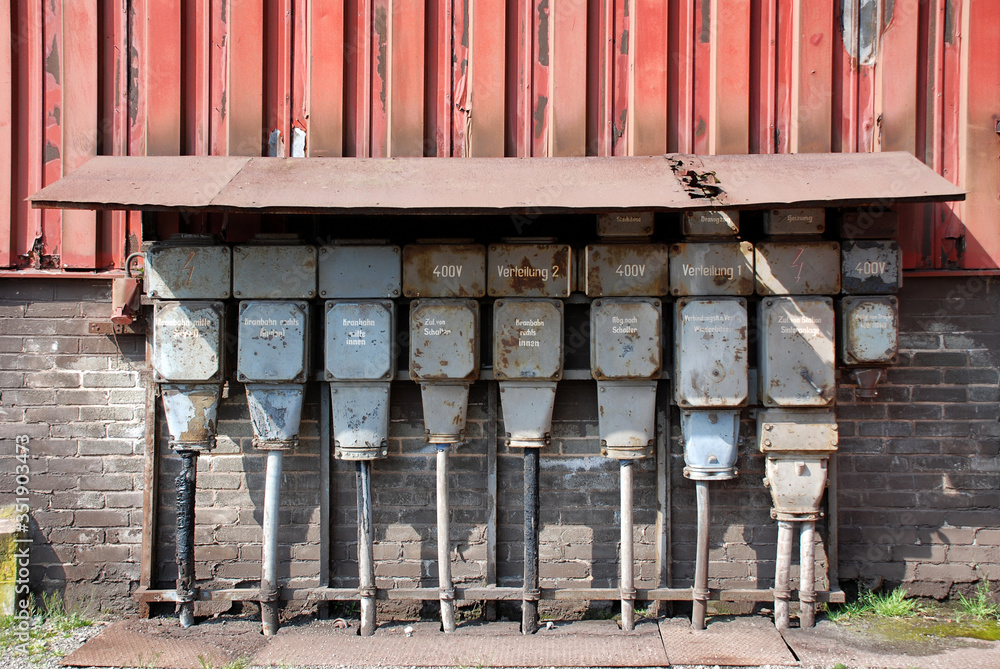 Stromkasten in der Völklinger Hütte, Weltkulturerbe Stock Photo | Adobe ...