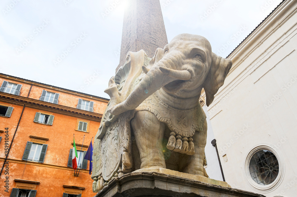 Elephant and Obelisk marble renaissance sculpture, designed by italian ...