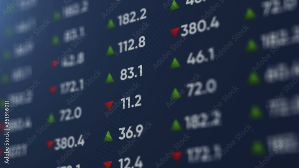 Digital screen with stats, number of sales, percentage, growth and ...