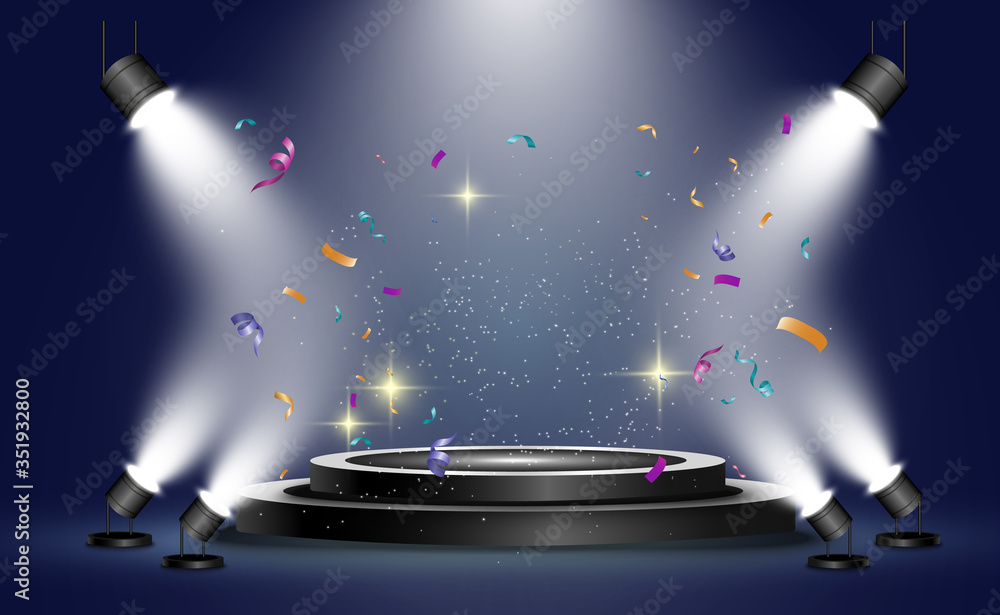 Winner background with signs of first, second and third place on a ...