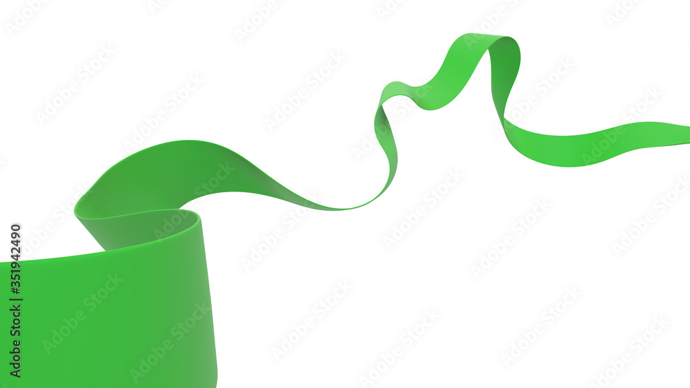 Green ribbon isolated on white background. 3d render Stock Illustration ...