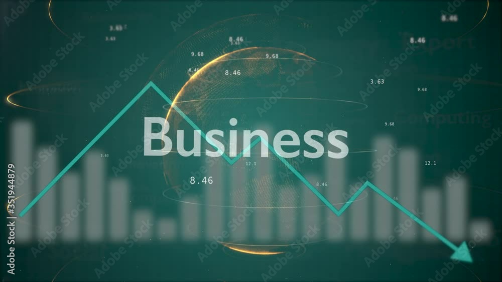 Dynamic chart on green background with line going down, showing ...