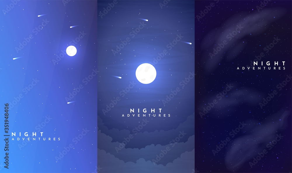 Vector illustration. Night scene. Design for flyer, social media story ...