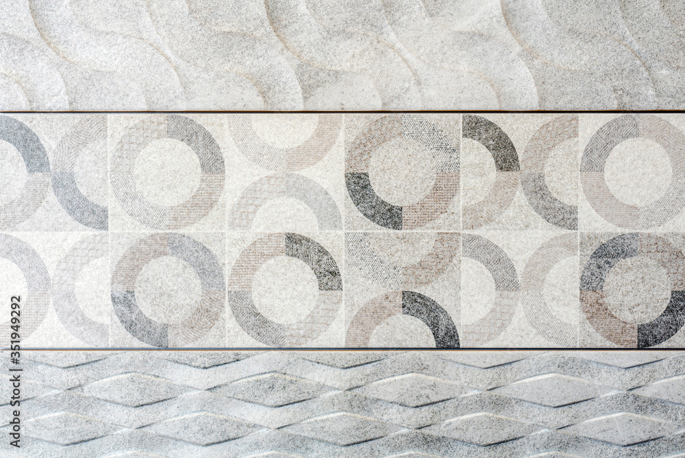 Ceramic tiles for a bathroom. Textured wall. Spa / bathroom tile ...