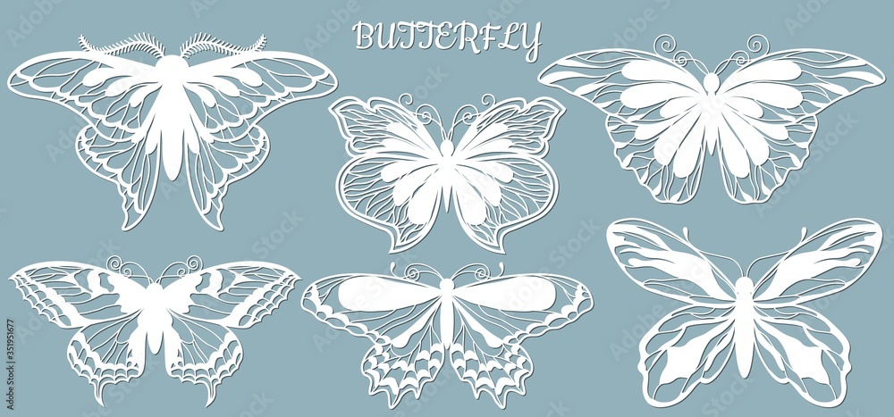 Image with the inscription-butterfly. Set. Template with vector ...