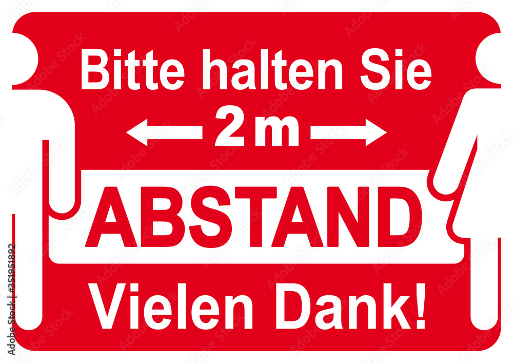 ds232 DiskretionSchild - german label: Bitte 2 m Abstand halten ...