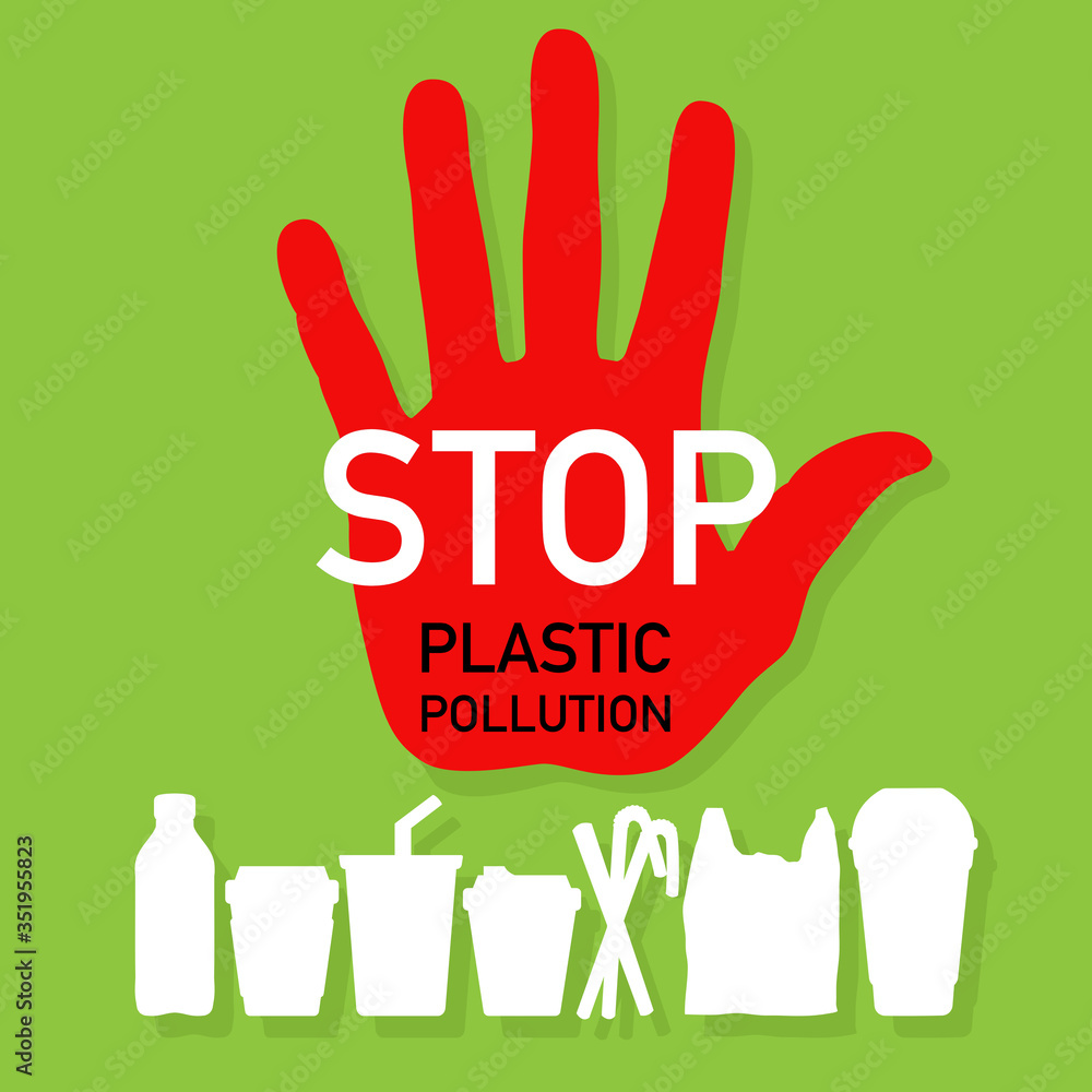 Stop plastic pollution. Say no to plastic. Vector illustration Stock ...