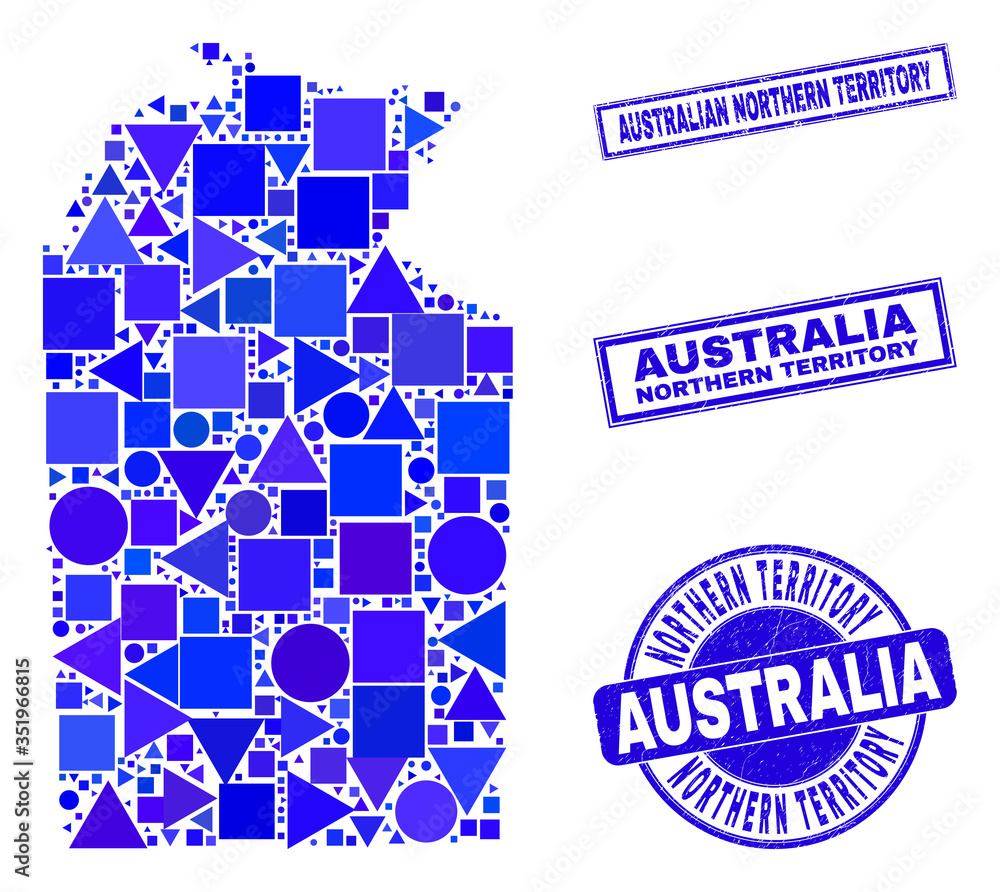 Vector mosaic Australian Northern Territory map. Geographic scheme in ...