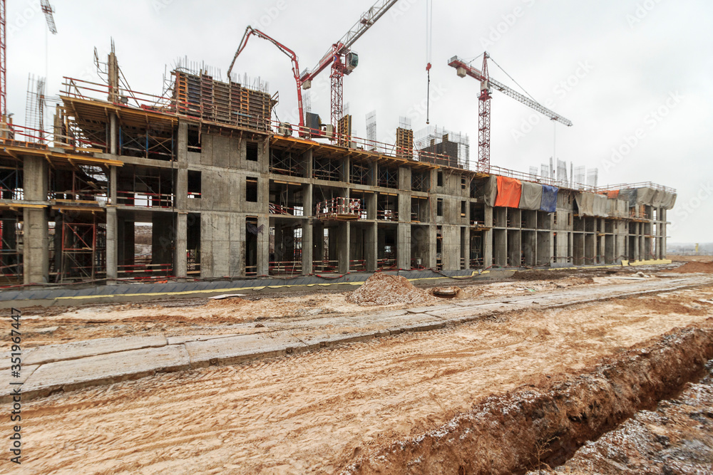 Bar bender fixing steel reinforcement for house concrete floor slab ...