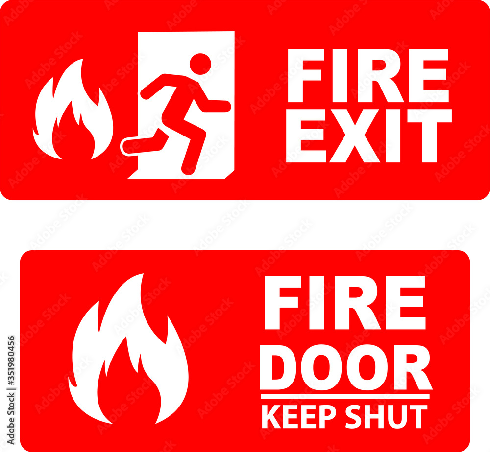 Fire exit fire door keep shut Vektor Stok | Adobe Stock