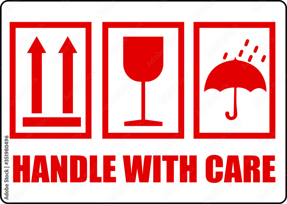 Handle with care warning sign Stock Vector | Adobe Stock