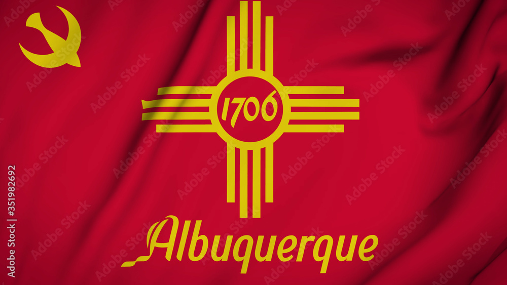 Albuquerque city new Mexico flag is waving 3D animation. Albuquerque ...