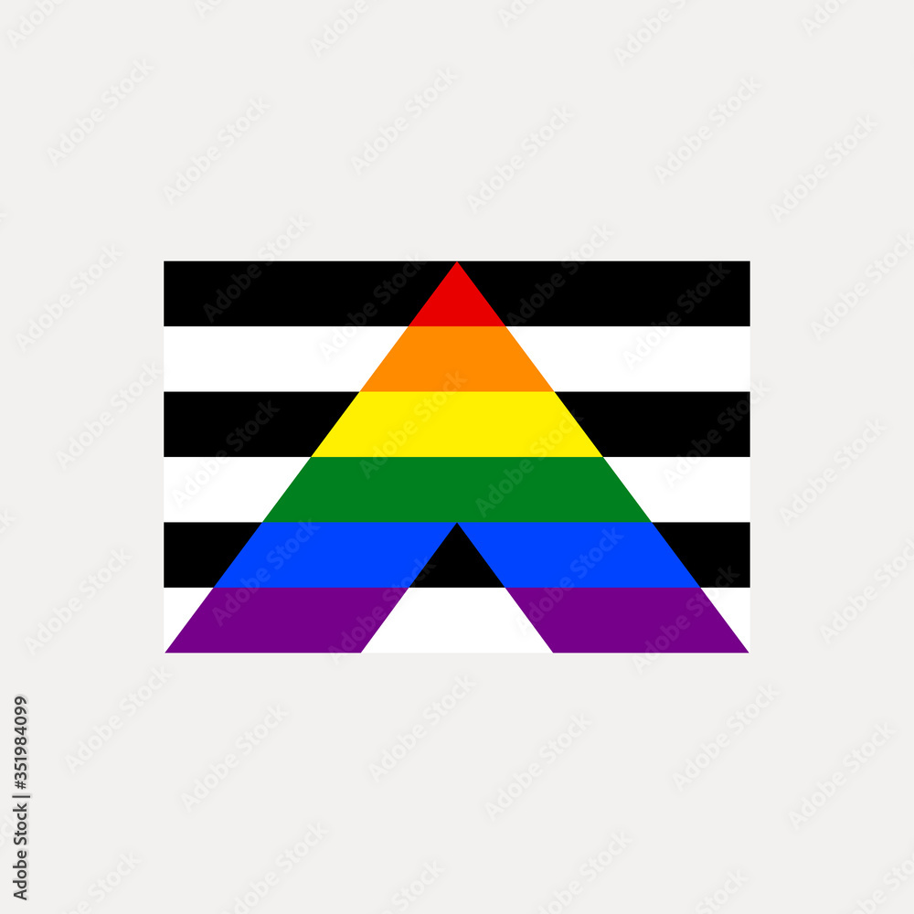 Straight ally flag symbol vector icon. LGBTQ symbol Isolated on white ...