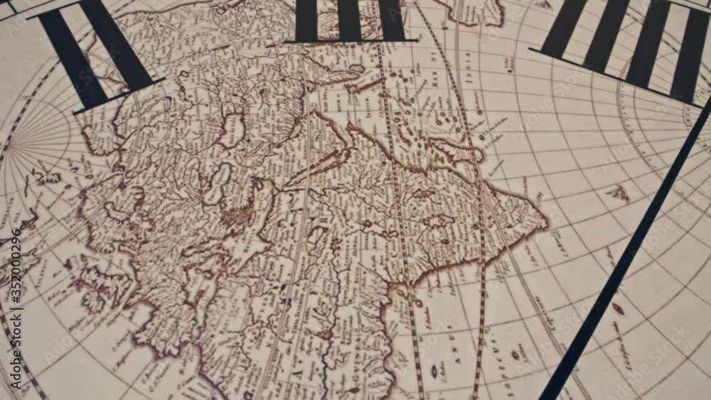 Vidéo Stock Antique world map clock running - slide and spin macro ...