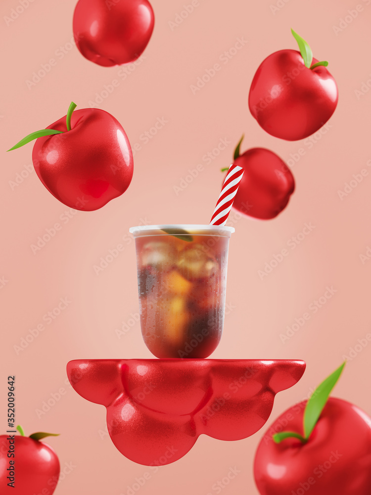 Minimal Beverage background for smoothie and drink presentation. Ice ...