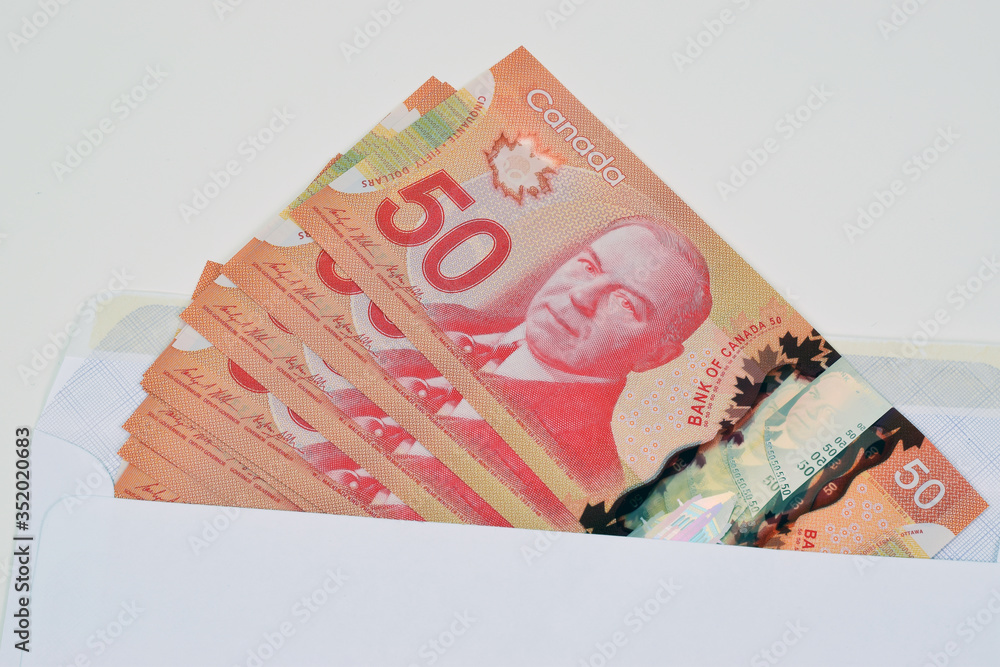An illustrative concept image of $50 (Fifty) Canadian dollar (CAD ...