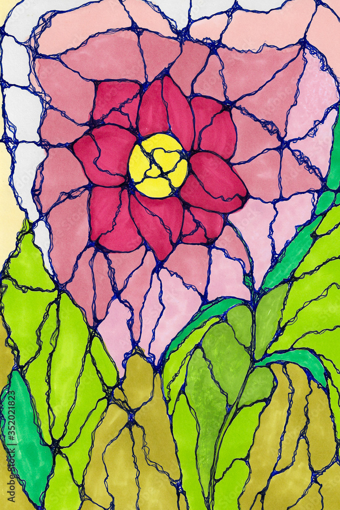 Flower illustration. Neurographic design of the picture using multi ...