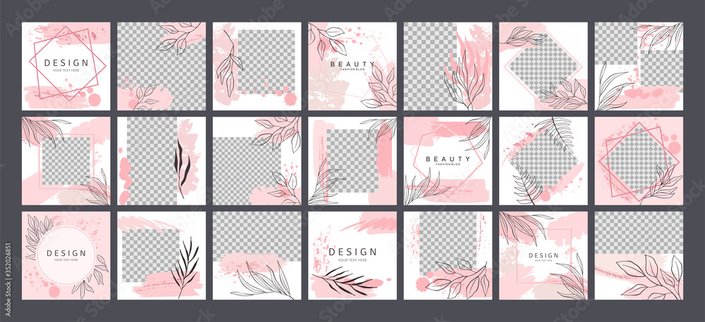 Big set of editable layout templates for social media posts, mobile ...