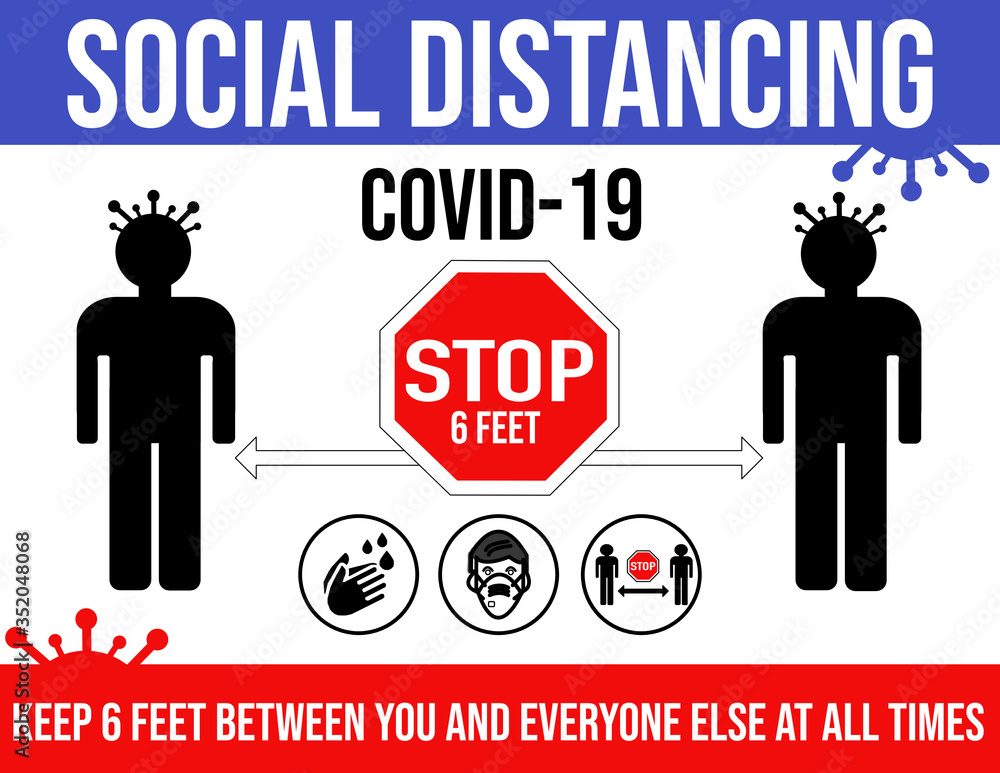 Social distancing poster keeping a distance of six feet from others one ...