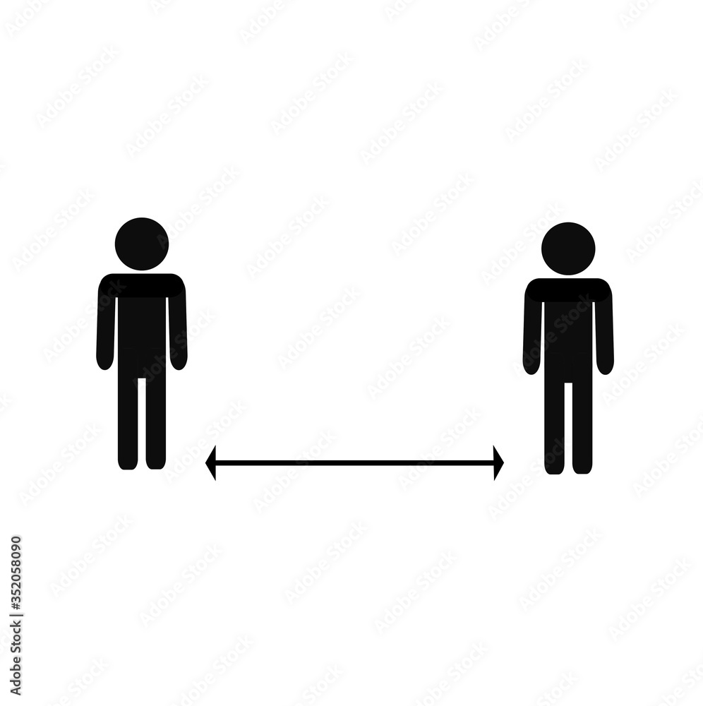 Pictogram of a human figure keeping a social distance. Banner. Keep ...