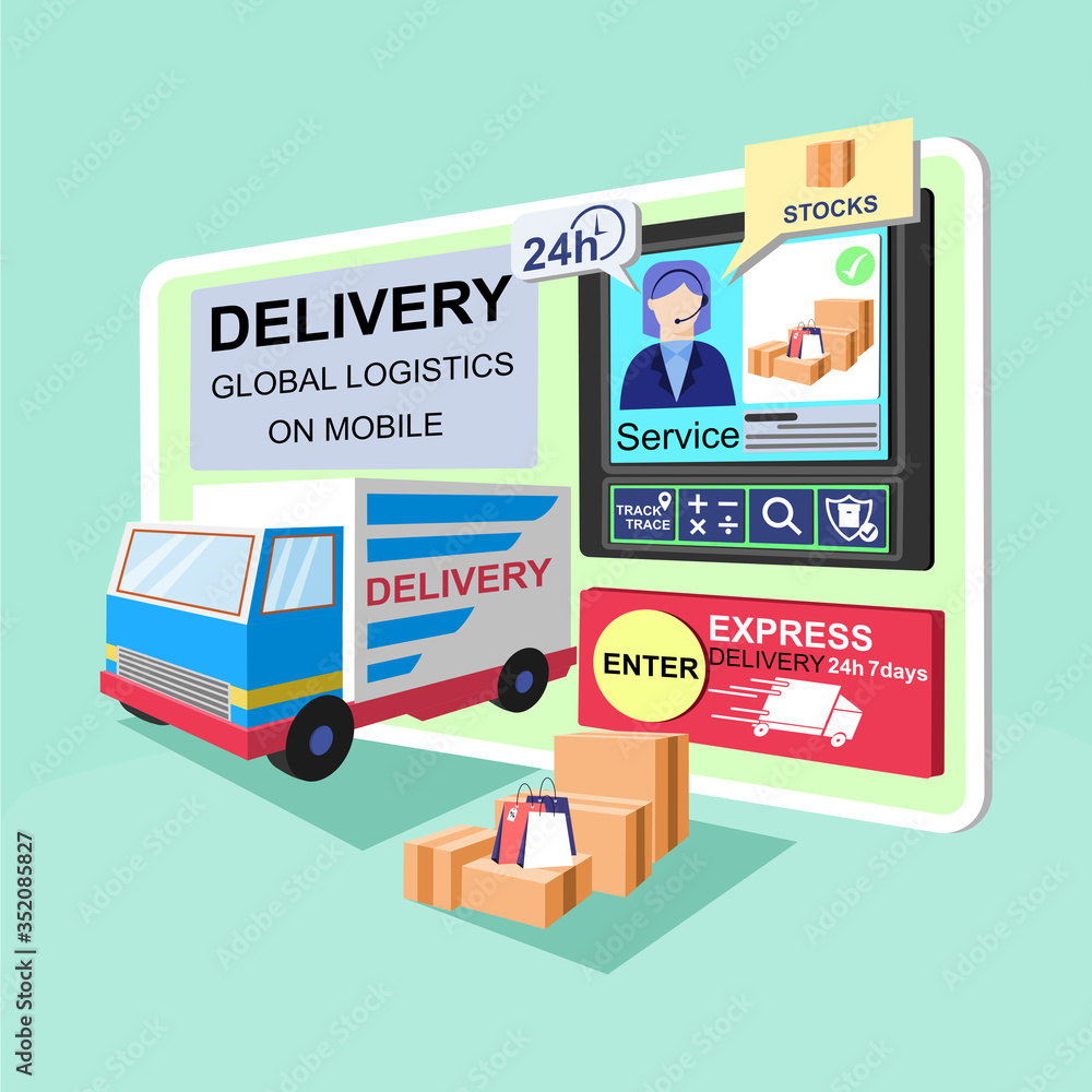 Online delivery global logistics concept. Delivery home and office ...