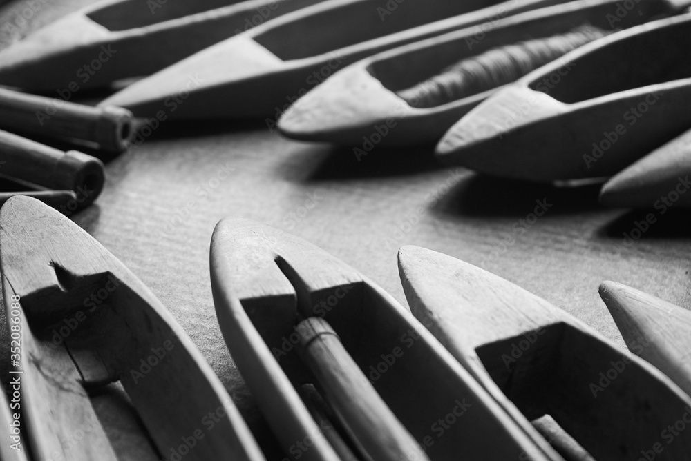 vintage wood shuttle weaving tool / boat shuttle for hand weaving Stock ...