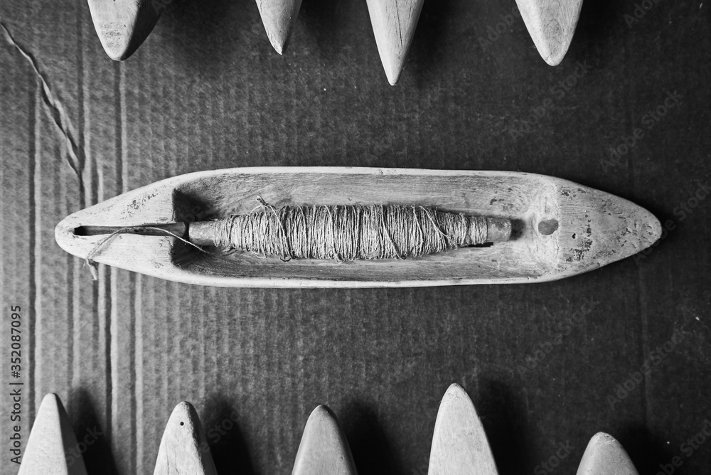 vintage wood shuttle weaving tool / boat shuttle for hand weaving Stock ...