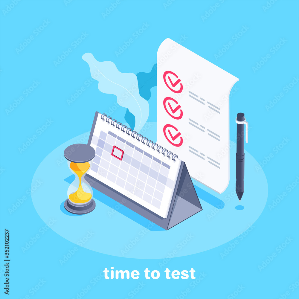 isometric vector image on a blue background, a sheet of paper with ...