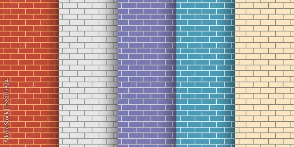 Vector set of seamless pattern of colorful simple brick wall ...